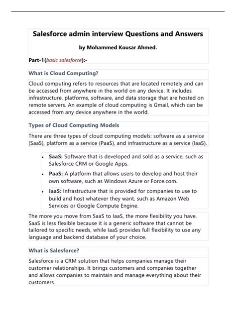 Salesforce Admin Basic Interview Questions Salesforce Stuvia US