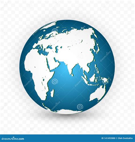 Earth Globe World Map Set Planet With Continents Stock Vector