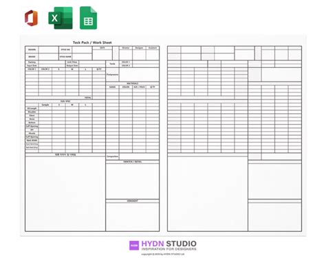 영어 의류 패션 작업지시서 디자인 양식 07 Excel 헤이든스튜디오