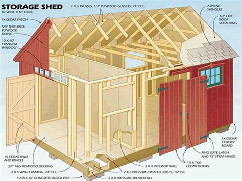 10×16 Large Gable Storage Shed Plans Blueprints