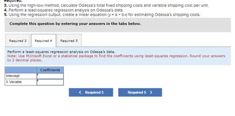 Using The High Low Method Calculate Odessa S Total Chegg Com