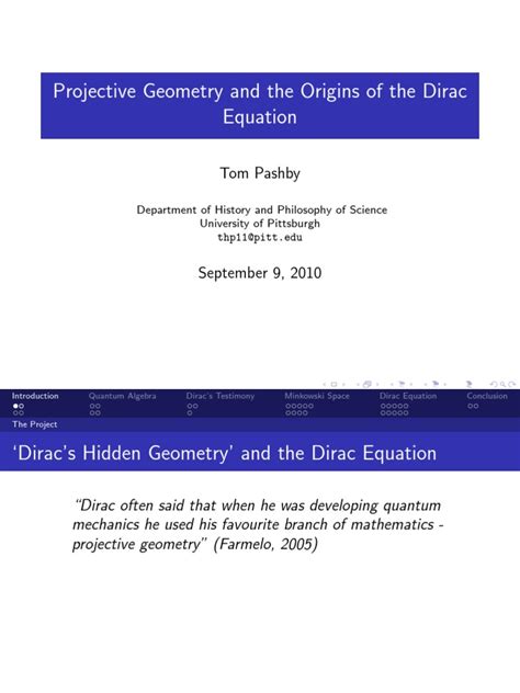 Projective Geometry And The Origins Of The Dirac Equation Pdf Projective Geometry Special