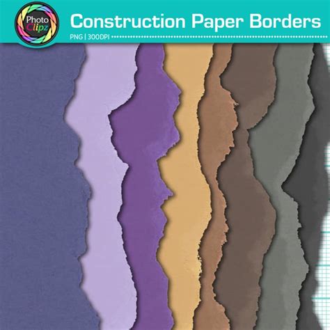 Torn Deckle Edge Clipart Ripped Rainbow Construction Paper Border Clip