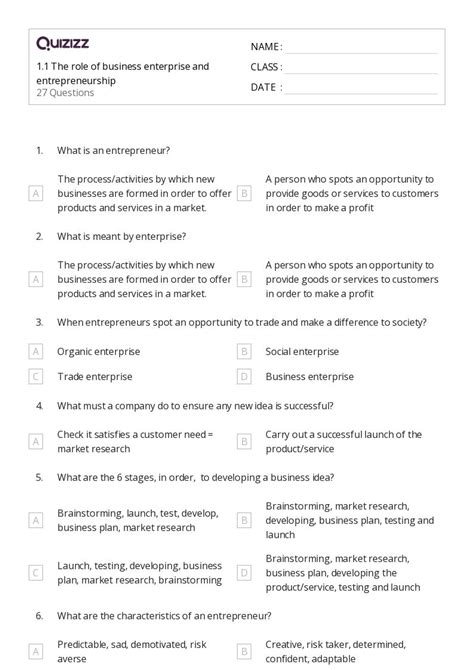 Brainstorming Worksheets For Th Year On Quizizz Free Printable