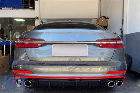 Rear Bumper Valance Diffuser With Exhaust Tips Suitable For Audi A6 C8