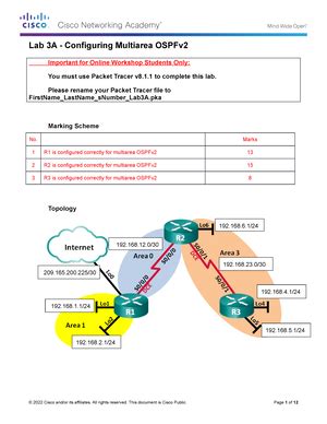 Lab B Troubleshooting Basic Single Area OSPFv And OSPFv All Students On Campus And