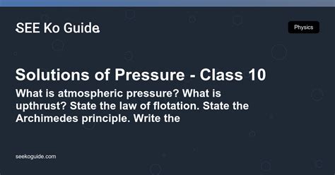 Solutions Of Pressure Class 10