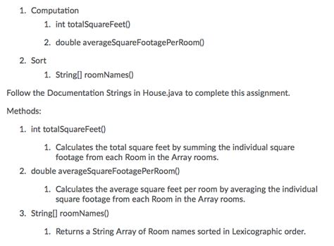 Solved Follow The Documentation Strings In Housejava To