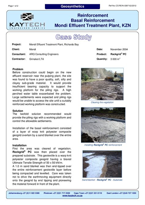 Reinforcement Basal Reinforcement Mondi Effluent Treatment P