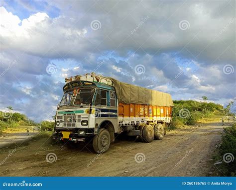 Indian Decorated And Goods Loaded Truck Editorial Image Image Of