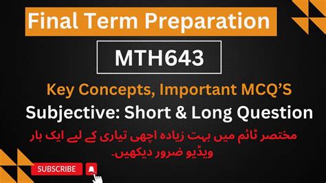 Mth643 Final Term Most Important Question Spring 2024100 Mth643 Final