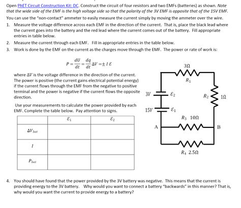 Solved Open PhET Circuit Construction Kit DC Construct The Chegg Com
