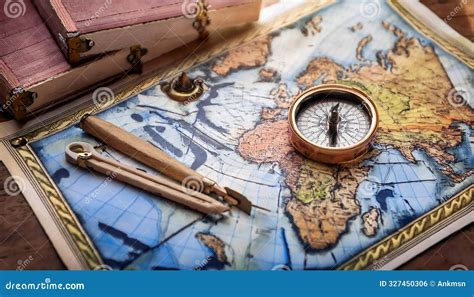Cartography And Map Making Featuring Elements Like Maps Compasses