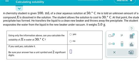 Solved A Chemistry Student Is Given ML Of A Clear Chegg