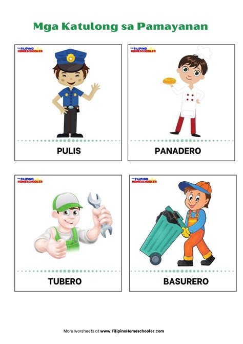 Mga Katulong Sa Pamayanan Community Helpers Set 1 Wor