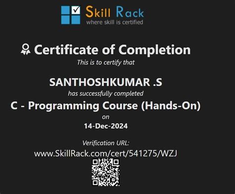 🌟completed c programming course on skillrack gaining proficiency in