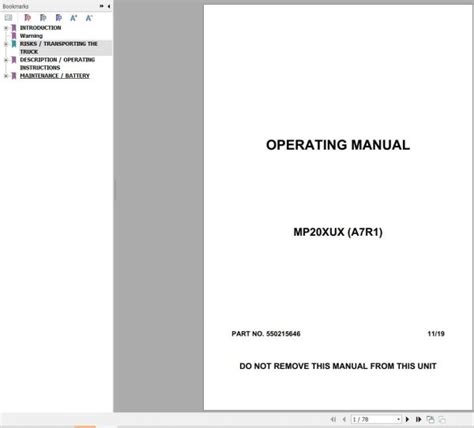 Yale Forklift A7R1 MP20XUX Service Operation Manual