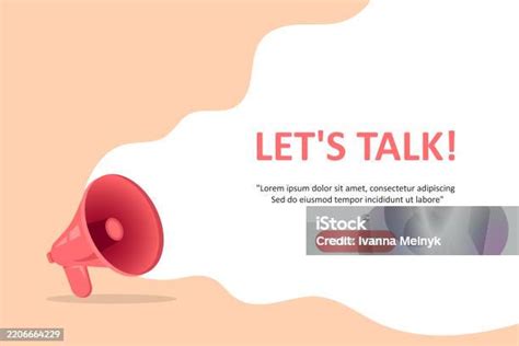 Lets Talk 말풍선이 있는 확성기 확성기 비즈니스 마케팅 및 광고를 위한 배너 벡터 일러스트 레이 션 개념에 대한 스톡 벡터 아트 및 기타 이미지 Istock