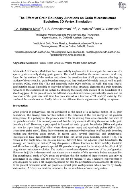 Pdf The Effect Of Grain Boundary Junctions On Grain Microstructure