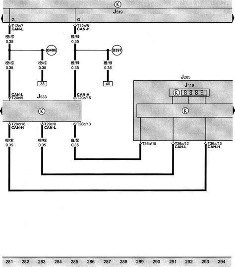图4 1 45 车载网络控制单元、组合仪表中带显示单元的控制单元、数据总线诊断接口、多功能显示器 国产汽车电路