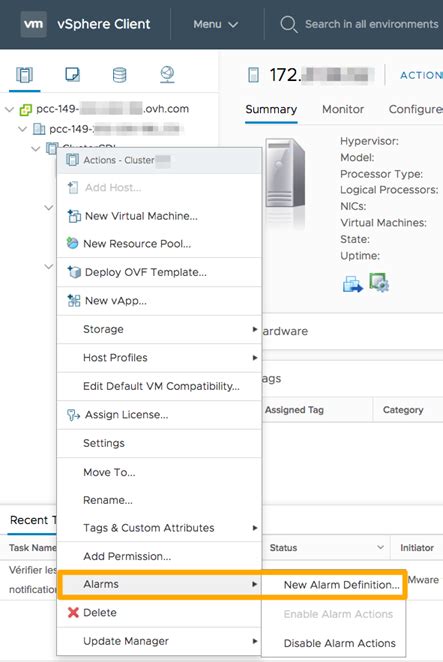 How To Create New Alarm On Vcenter Using Vsphere Webclient By