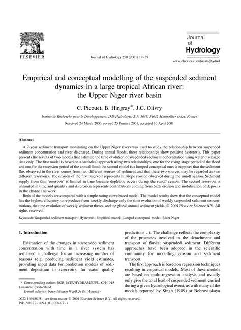 Pdf Empirical And Conceptual Modelling Of The Suspended Sediment