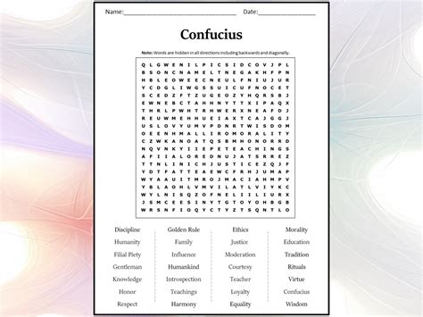 Confucius Word Search Puzzle Worksheet Activity Teaching Resources
