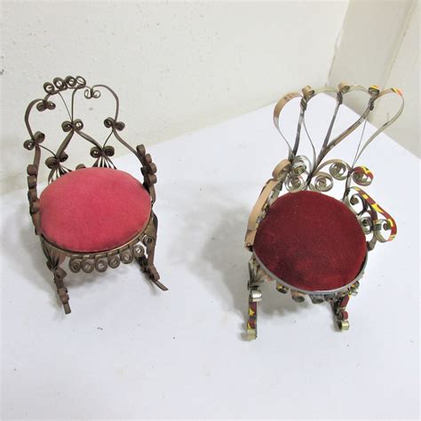 Tin Tramp Art Rockers Vintage Doll House Furniture 2 Chairs Etsy