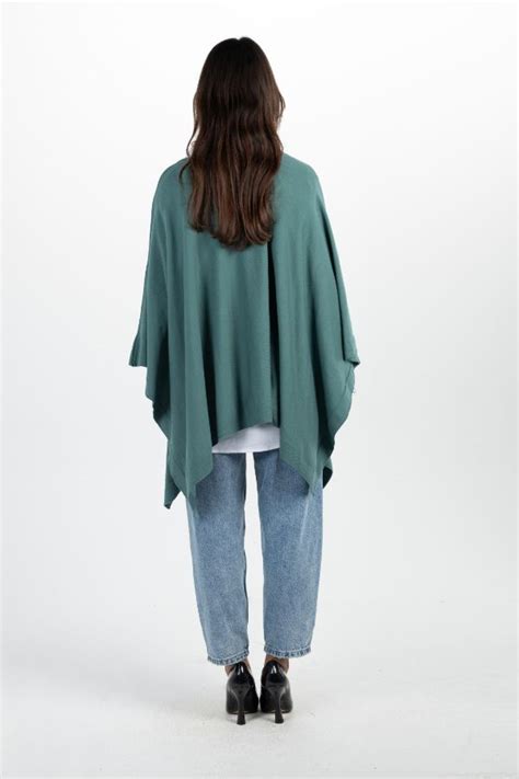 Oversized Knitted Poncho In Green Dress Code