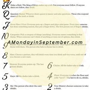 Kings Drinking Game Rules Friends Birthday Party Drinking Game Girls