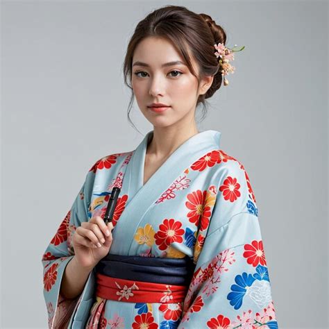 A Woman In A Kimono With Flowers On Her Hair Premium Ai Generated Image