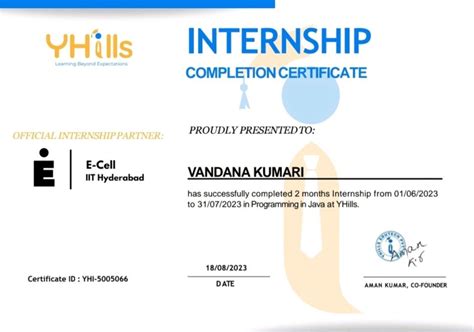 Vandana Kumari On Linkedin I Am Happy To Share My Internship Completion Certificate In