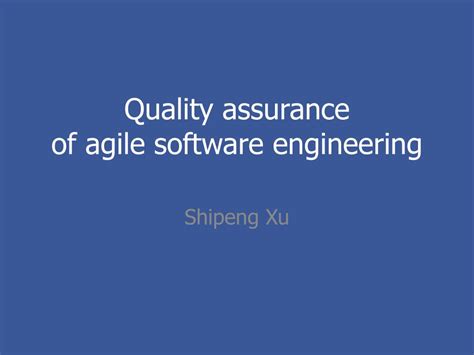 PPT Quality Assurance Of Agile Software Engineering PowerPoint Presentation ID