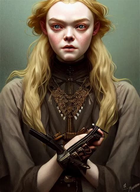 Symmetry Portrait Of Elle Fanning As A Western Stable Diffusion