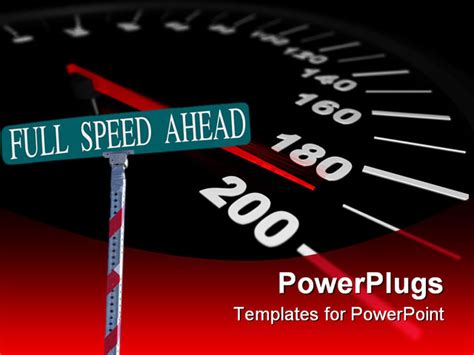 Powerpoint Template Street Sign Reading Full Speed Ahead With A