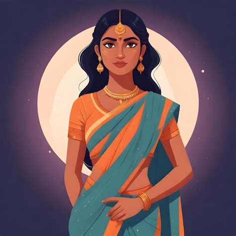 Premium Photo Elegant Indian Woman Adorned In Traditional Saree Clip Art