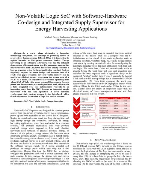 Pdf Non Volatile Logic Soc With Software Hardware Co Design And Integrated Supply Supervisor