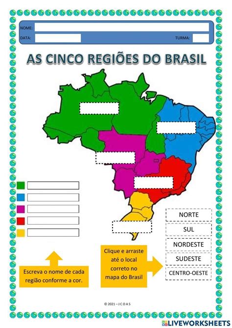 Macro regiões do Brasil worksheet Texto informativo Aula de