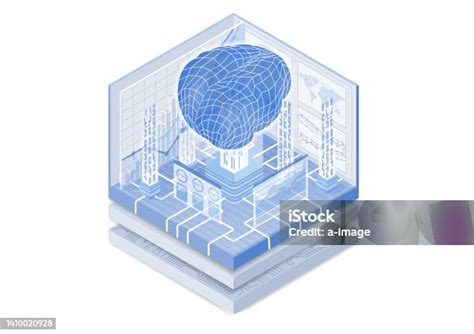 Konsep Ai Kecerdasan Buatan Ilustrasi Vektor Isometrik Otak Digital