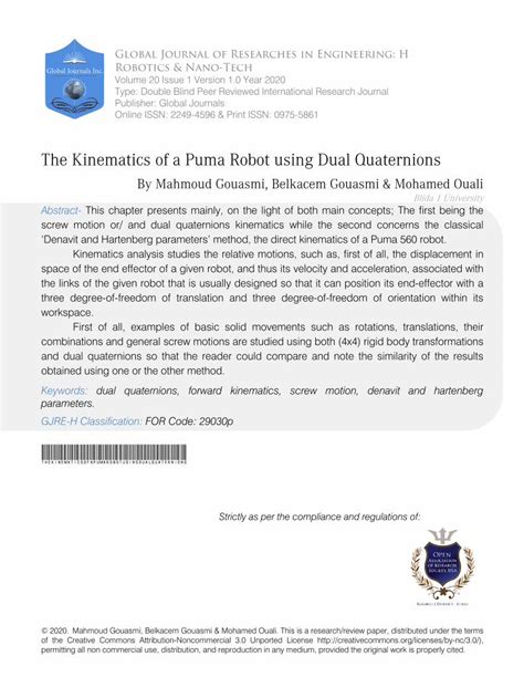 pdf the kinematics of a puma robot using dual quaternions dokumen tips