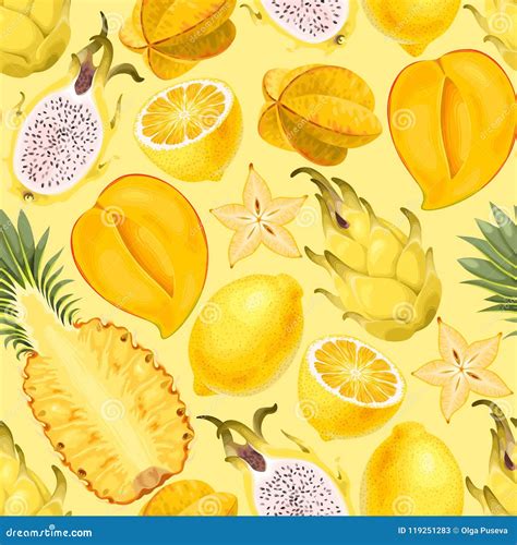 Seamless Exotic Friut Stock Vector Illustration Of Exotic 119251283