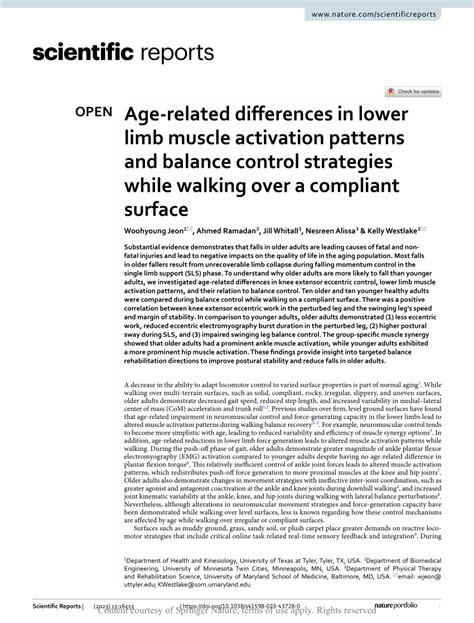 Pdf Age Related Differences In Lower Limb Muscle Activation Patterns And Balance Control