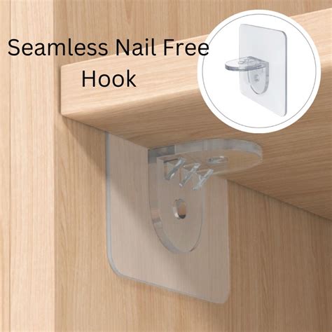 1pcs Support Adhesive Wall Hooks Screw Punch Free Wardrobe Layered Partition Bracket Hook