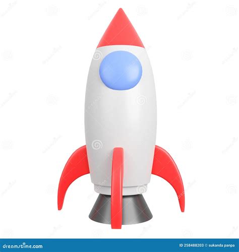 Cute Rocket 3d Render Icon Illustration Stock Illustration Illustration Of Isolated Minimal