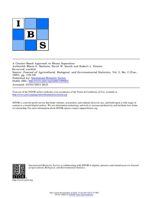 Bautista Et Al 1997 A Cluster Based Approach To Means Separation Pdf