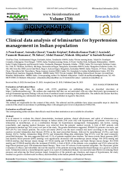 Pdf Clinical Data Analysis Of Telmisartan For Hypertension Management In Indian Population