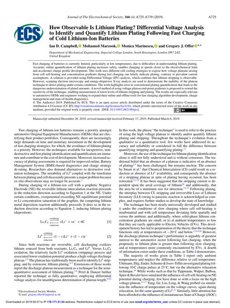 Pdf How Observable Is Lithium Plating Differential Voltage Analysis To Identify And Quantify