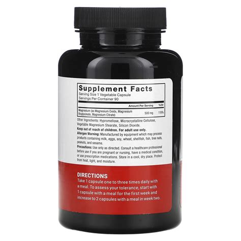 Force Factor Magnesium 500 Mg 90 Vegetable Capsules