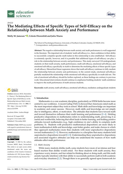 Pdf The Mediating Effects Of Specific Types Of Self Efficacy On The Relationship Between Math