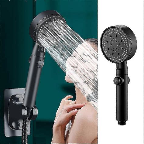 Speed Multi Function Water Spray Super Supercharged Shower Shower Head Black Silver Shower Head